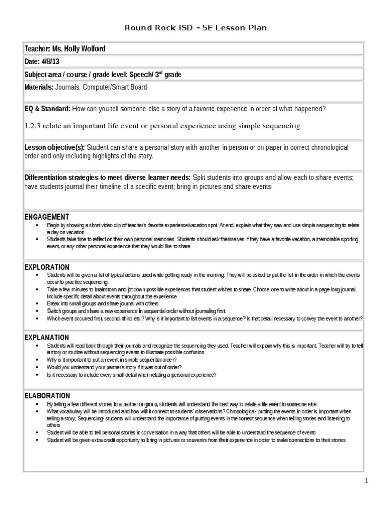 Five E's Plan | PDF | Lesson Plan | Epistemology