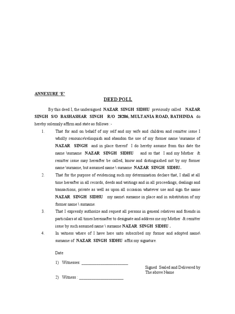 Deed Poll | PDF