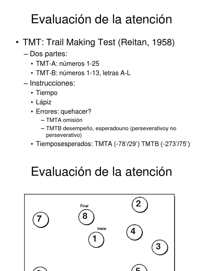 Evaluación de La Atención: - TMT: Trail Making Test (Reitan, 1958) | PDF