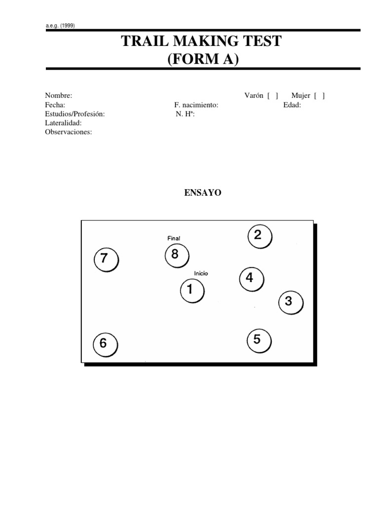 Trail Making Test Form A | PDF