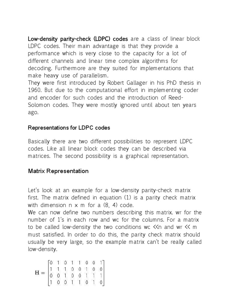 Seminar Report On Low Density Parity Check Codes | PDF | Low Density Parity Check Code | Forward ...