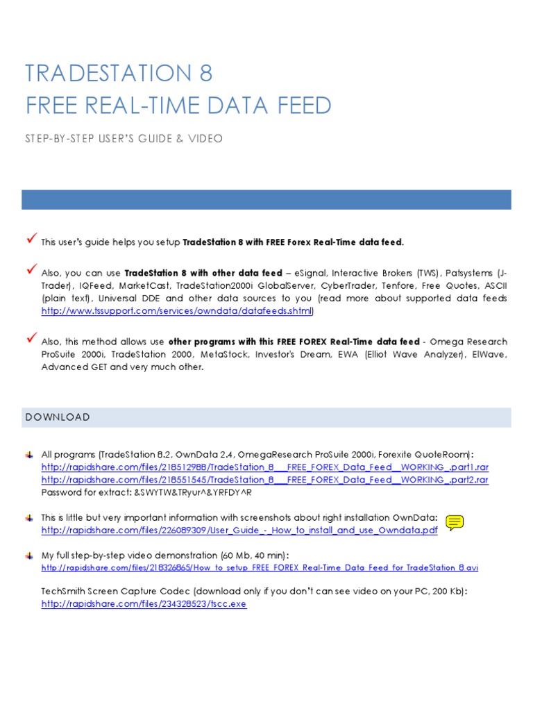 TradeStation 8: Free Forex Data Setup Guide | PDF | Screenshot ...