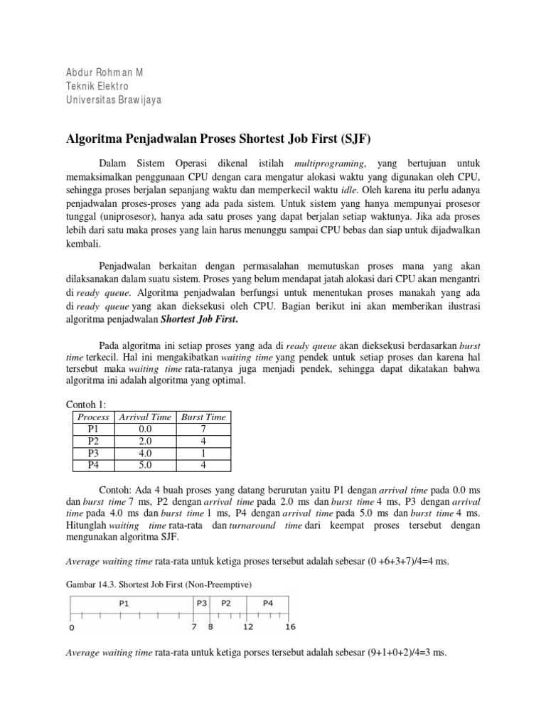 Algoritma Penjadwalan Proses Shortest Job First (SJF) | PDF