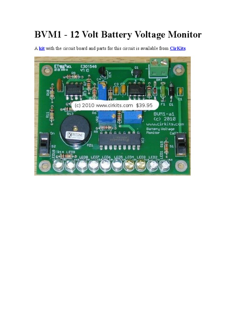 12 Volts Battery LEDs Voltage Monitor | PDF | Voltage | Computer ...