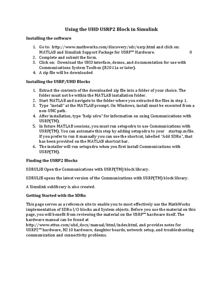 Using The UHD USRP2 Block in Simulink | PDF | Ip Address | Computer Network