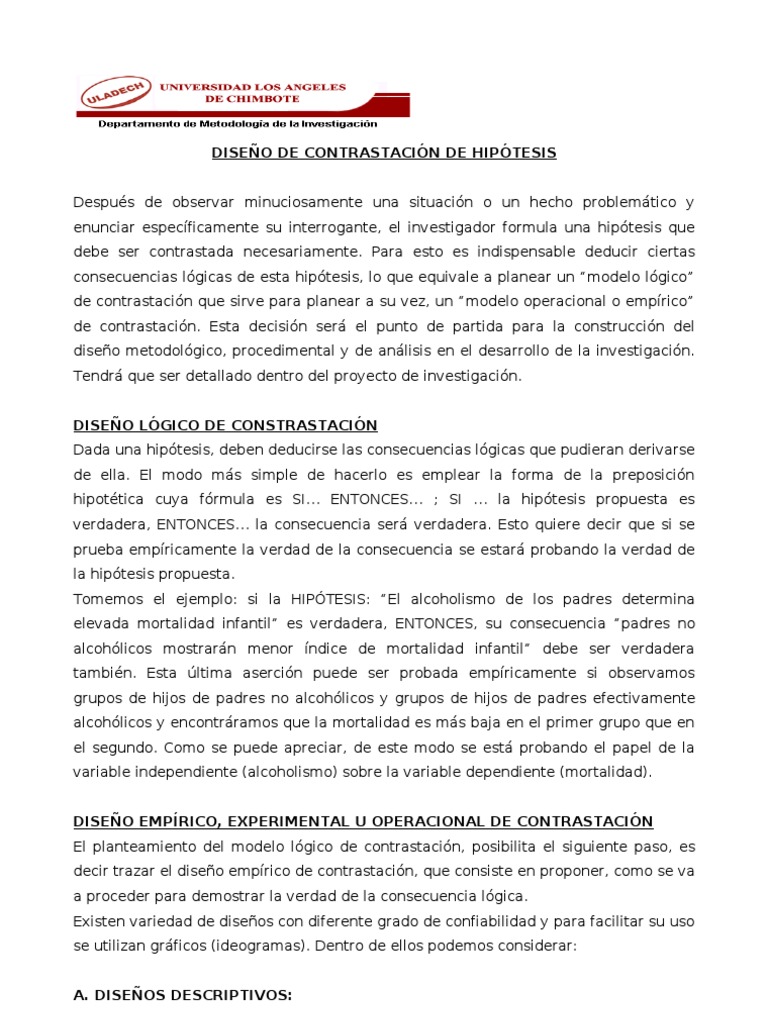 Diseño de Contrastación de Hipótesis | PDF | Hipótesis | Lógica