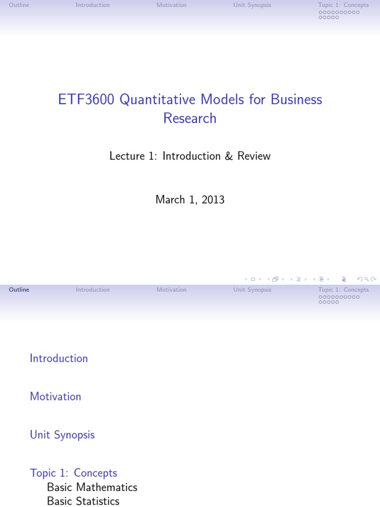 Review of Mathematics and Statistics | PDF | Matrix (Mathematics ...