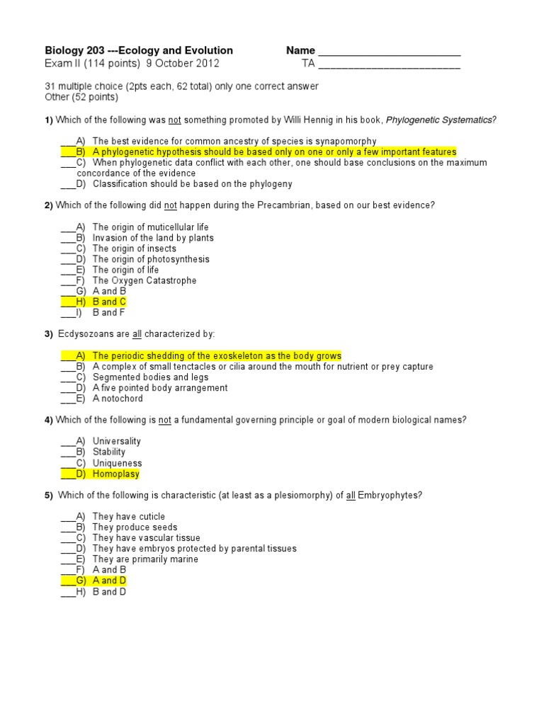 Exploring Evolutionary Relationships and Biological Classification Through an Ecology and ...