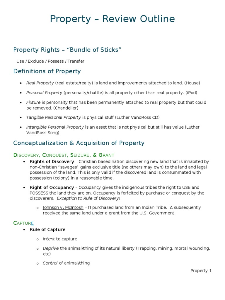 Property Review Outline | PDF | Concurrent Estate | Lease