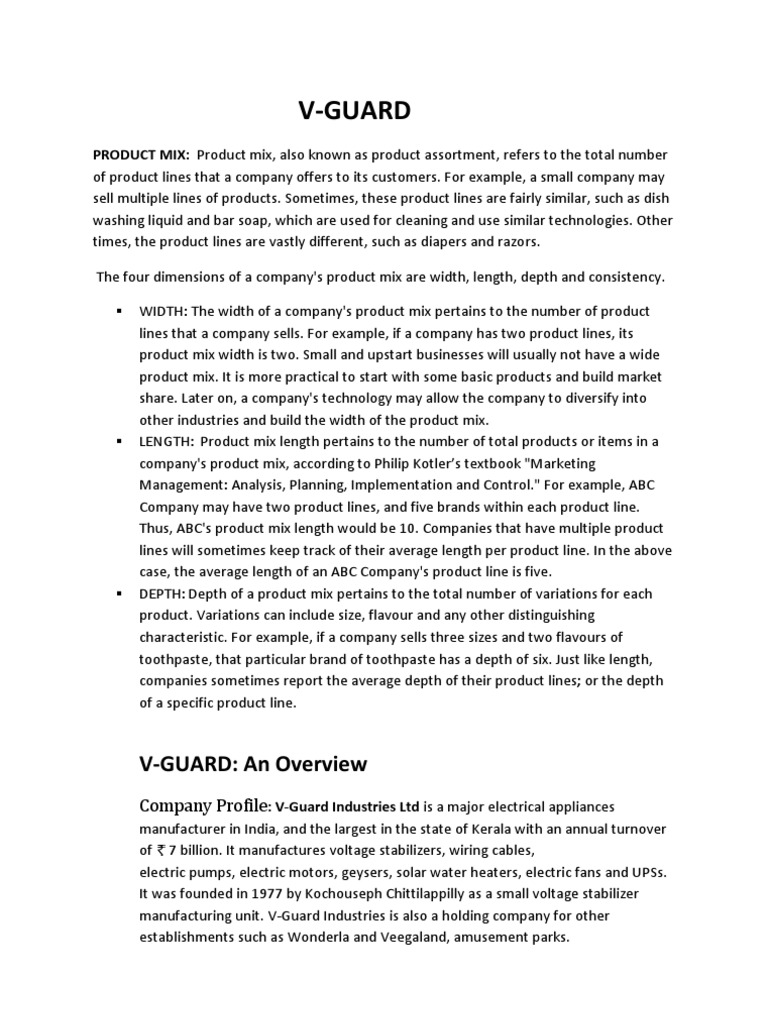 Marketing - Product Line of V Guard Industries | PDF | Electromagnetism ...