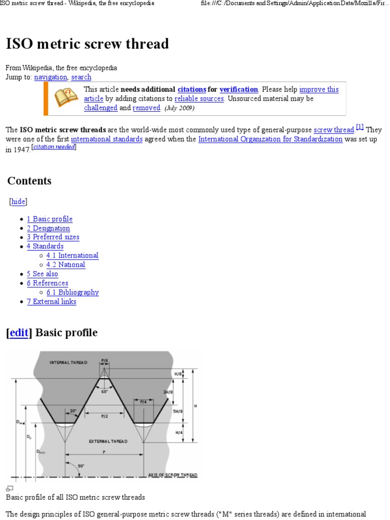 The Global Standardization of Metric Screw Threads: A History and ...
