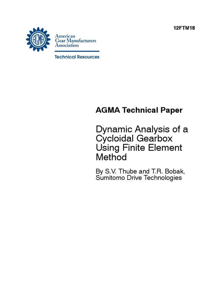 AGMA DynamicAnalysisCyclo Thube | PDF | Gear | Finite Element Method