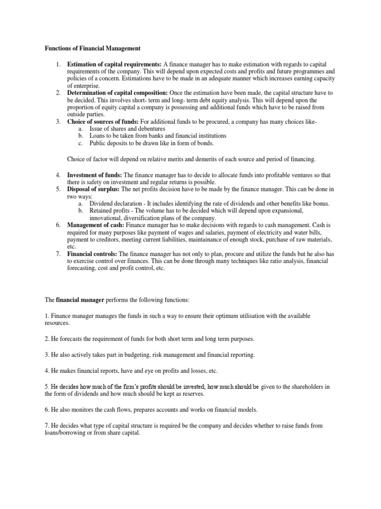 Functions of Financial Management | PDF | Dividend | Investing