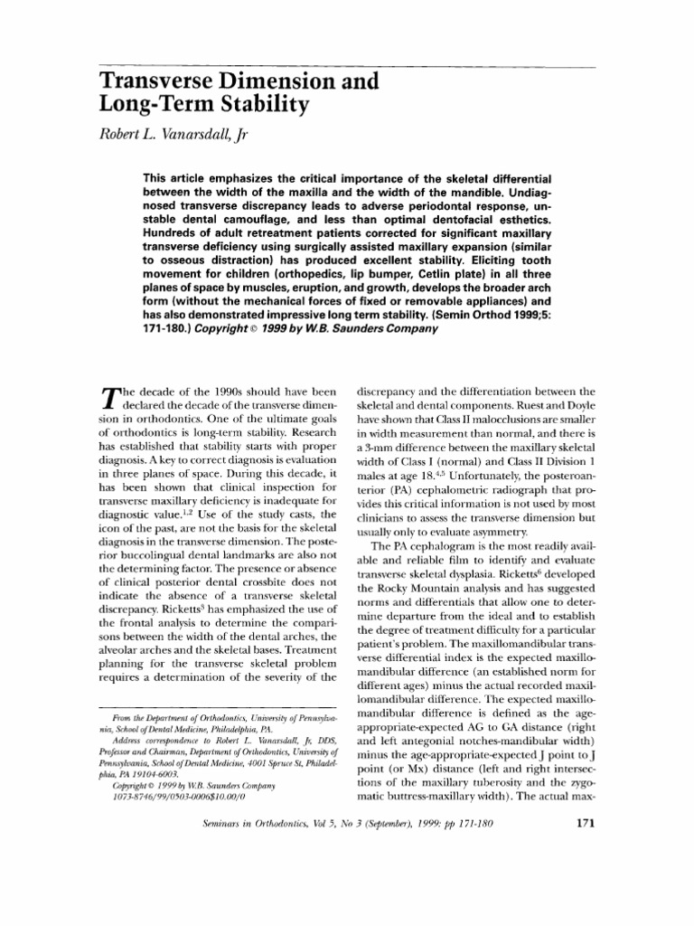 Transverse Dimension Andlong-Term Stability Robert L Vanarsdall JR ...