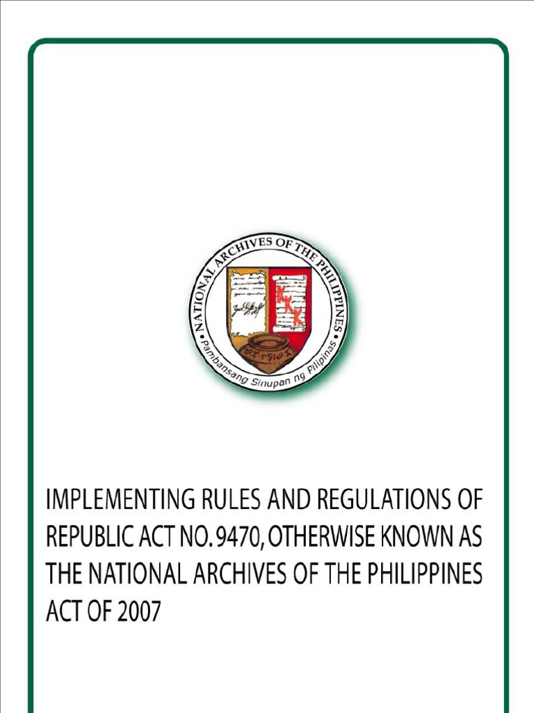 IRR of R.A. 9470 | PDF | Records Management | Preservation (Library And ...