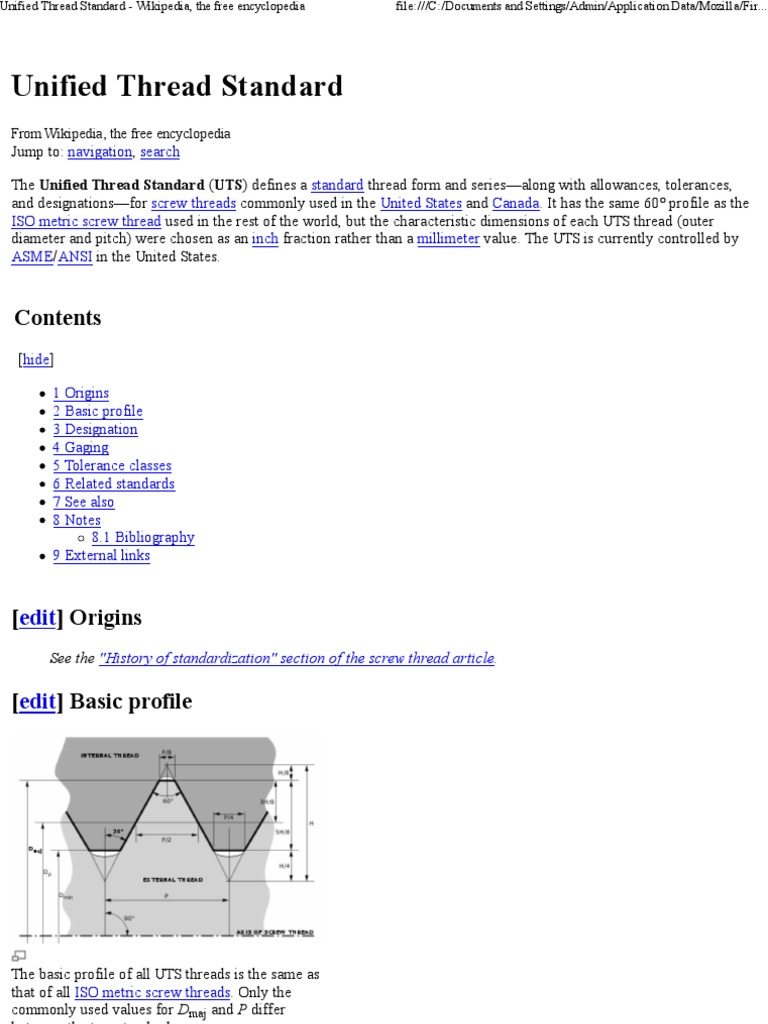 Unified Thread Standard | PDF | Screw | Machining