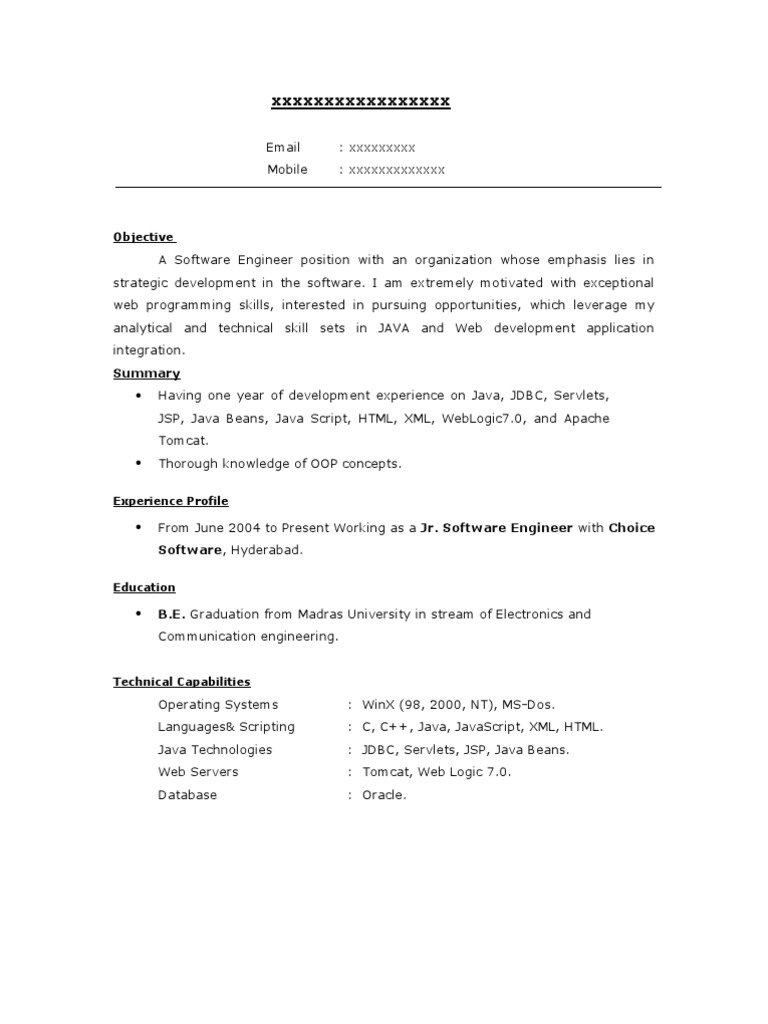 (1+ Experience) Java Resume-5 | PDF | Java Server Pages | Java Servlet