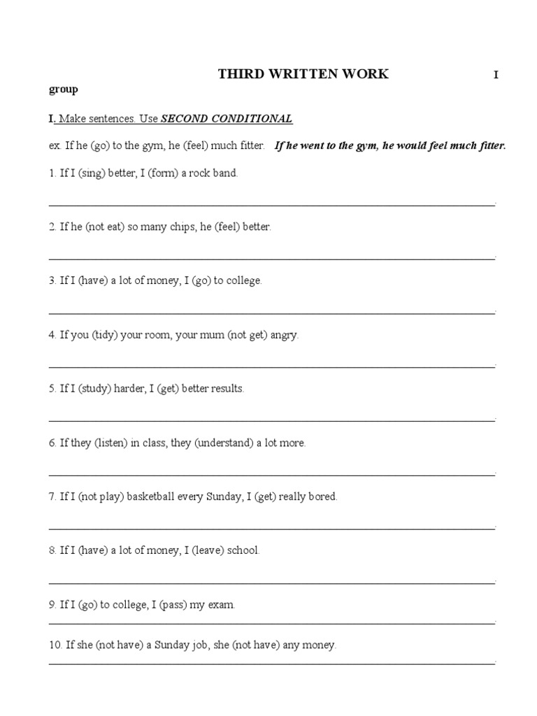 Third Written Work: I Group I. Make Sentences. Use Second Conditional | PDF
