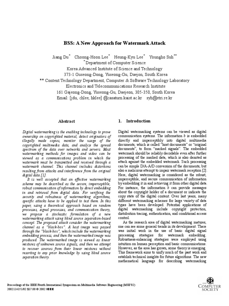 A New Approach For Watermark Attack | PDF | Digital Technology ...