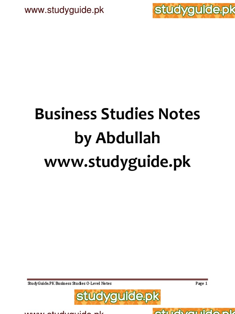 Business Studies Notes | PDF