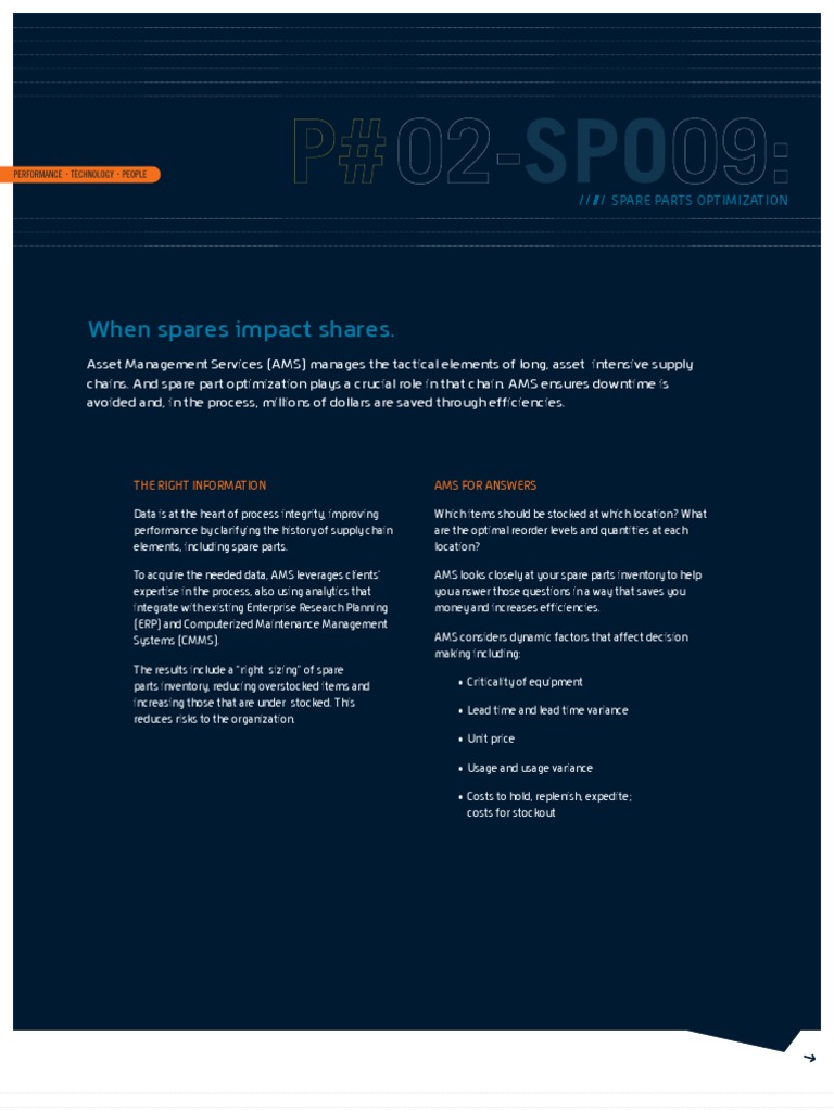 SPARE PARTS OPTIMIZATION SAVES MILLIONS | PDF | Inventory | Enterprise ...