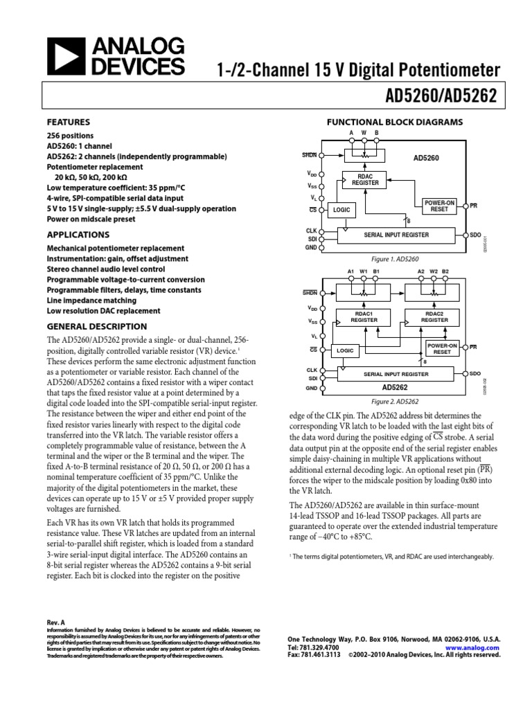 Ad5260 5262 | PDF | Amplifier | Capacitor