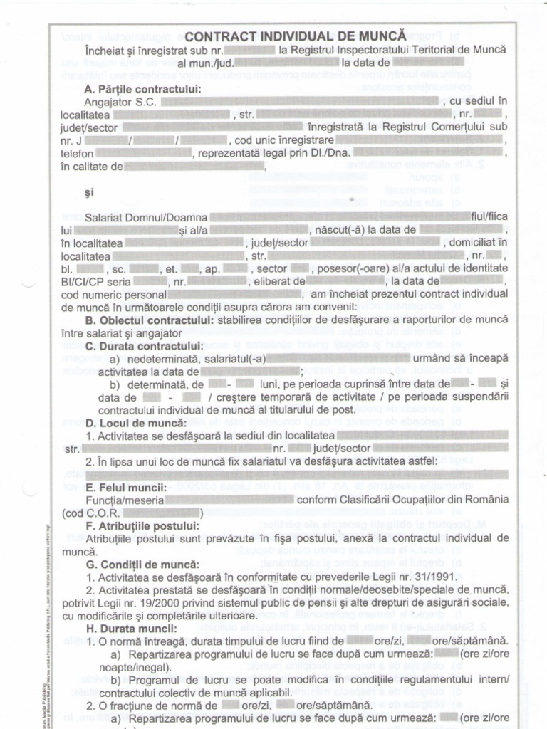 Contract Individual de Muncă România | PDF | Law