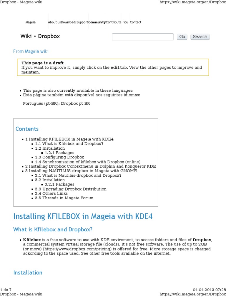 Dropbox Na Mageia en | PDF | Tab (Gui) | Icon (Computing)