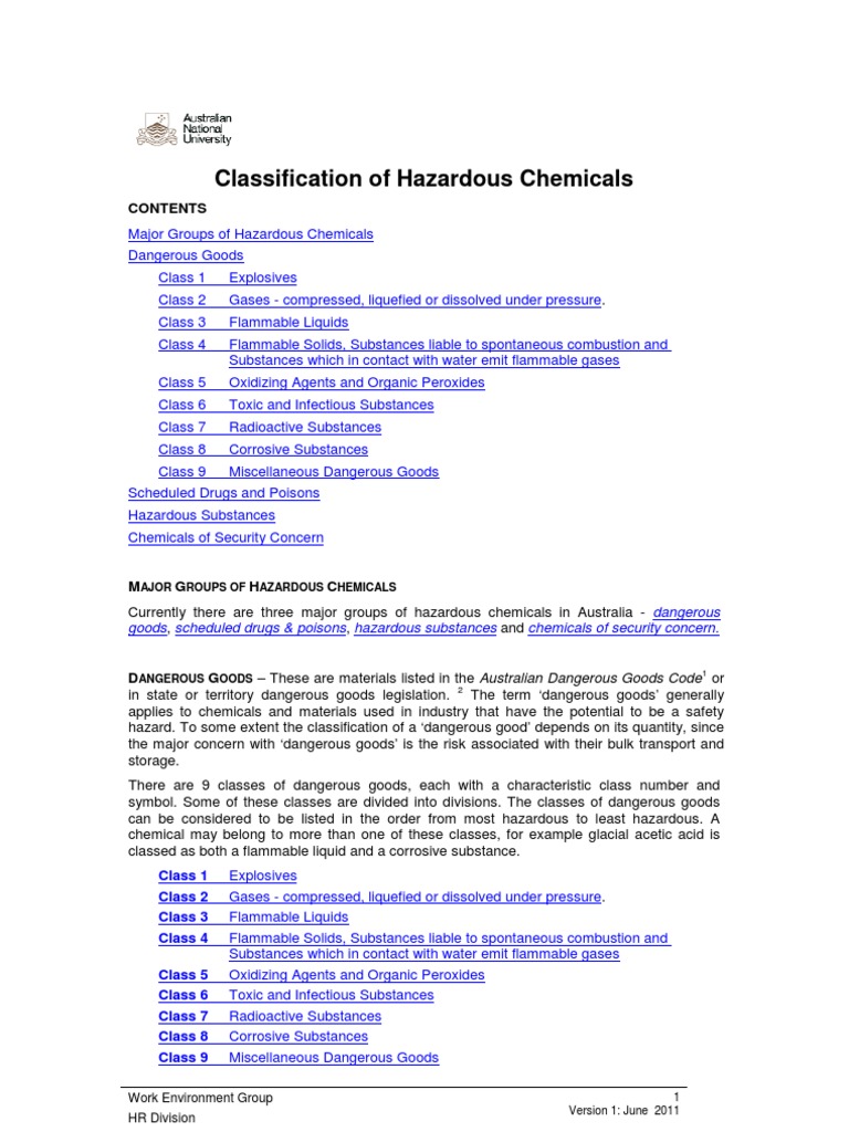 classification of hazards chemical.pdf | Dangerous Goods | Explosive ...