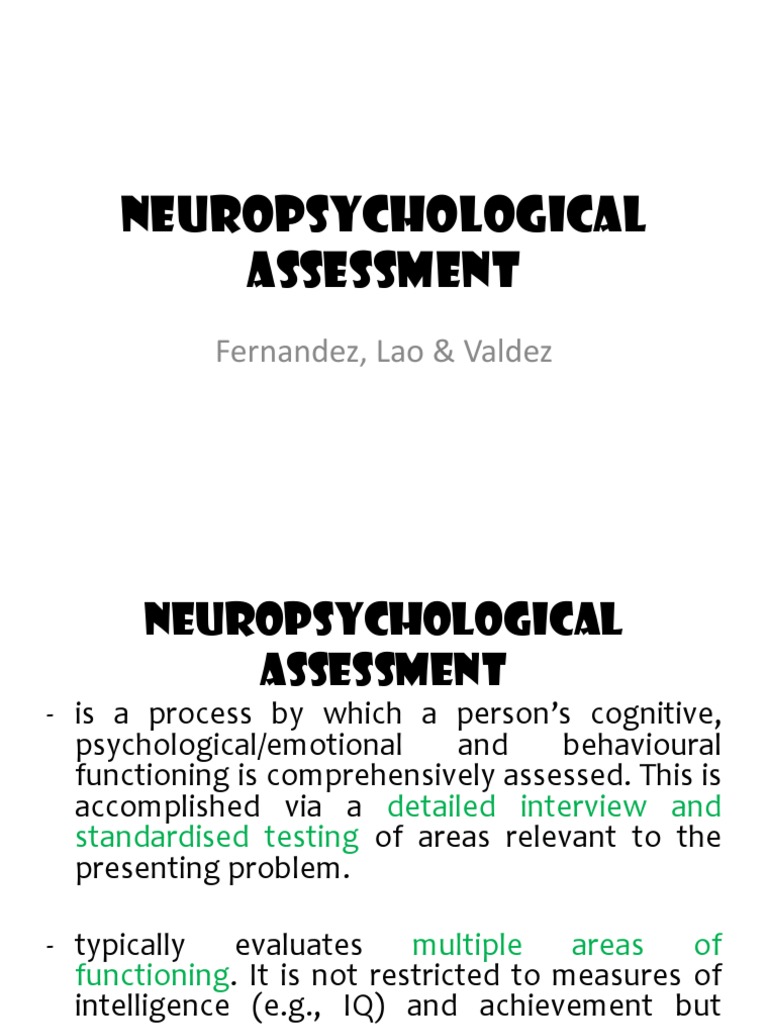 Neuropsychological Assessment | PDF | Psychological Evaluation ...