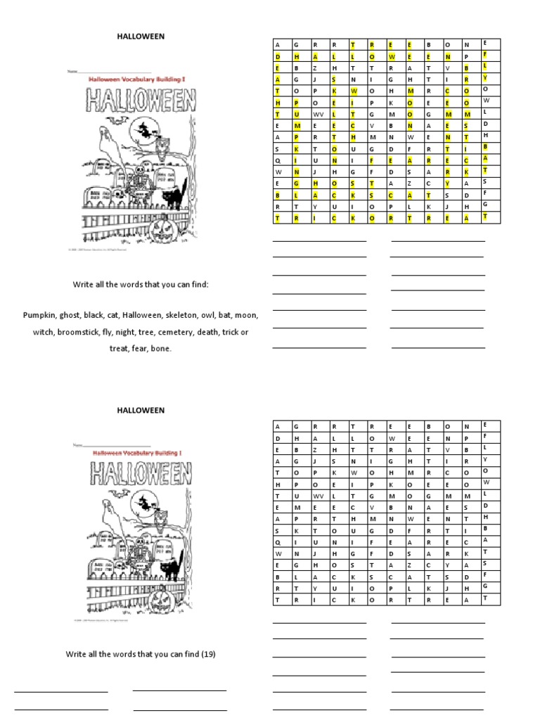 Halloween: Write All The Words That You Can Find | PDF | Supernatural ...