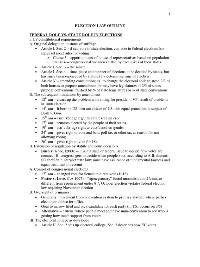 Election Law Outline | PDF | Campaign Finance In The United States ...