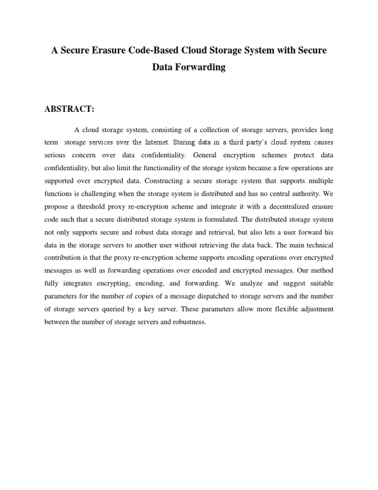 A Secure Erasure Code ABSTRACT | PDF | Technology & Engineering