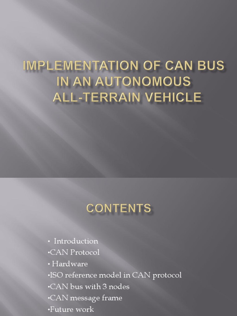 CAN Bus Implementation in Automated Vehicles | PDF | Communications ...