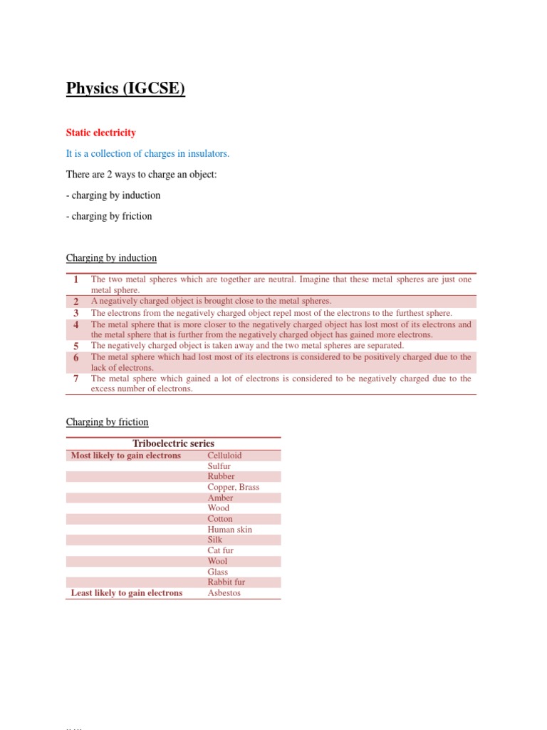 IGCSE Physics - Electricity | PDF | Electric Charge | Series And ...