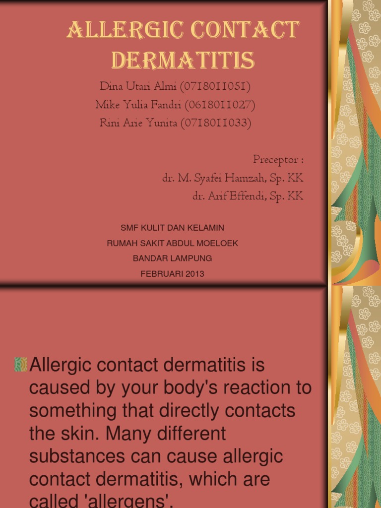 ALLERGIC CONTACT DERMATITIS.ppt | Allergy | Dermatitis