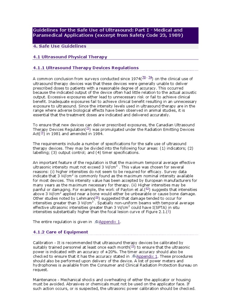 Guidelines for the Safe Use of Ultrasound | Ultrasound | Hypothermia