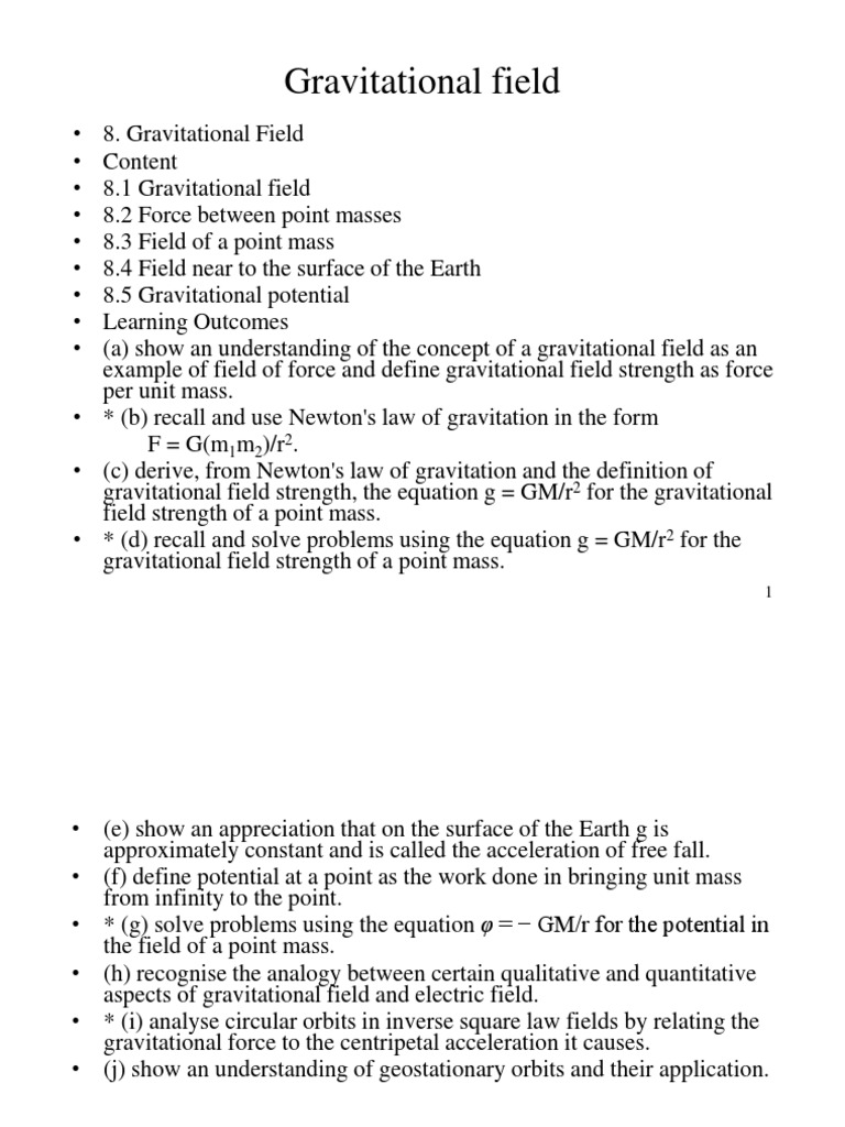 Section II 8 Gravitational Field | PDF | Orbit | Gravity