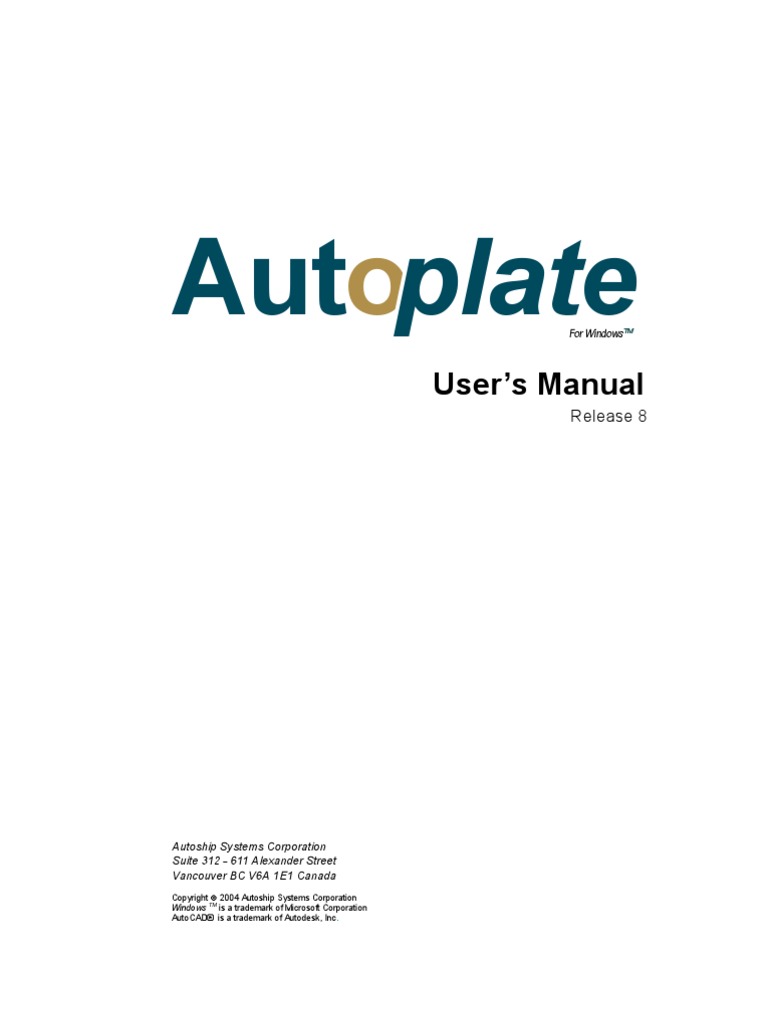 Auto Plate Manual | PDF | Menu (Computing) | Microsoft Windows