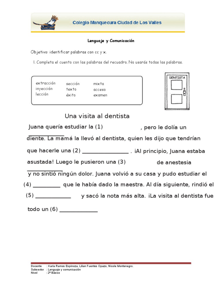 Ejercicios de ortografía: uso de cc y x | PDF | Ciencias de la Salud ...