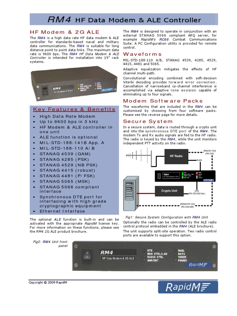 Rm-rm4 HF Data Modem | PDF | Bit Rate | Modem