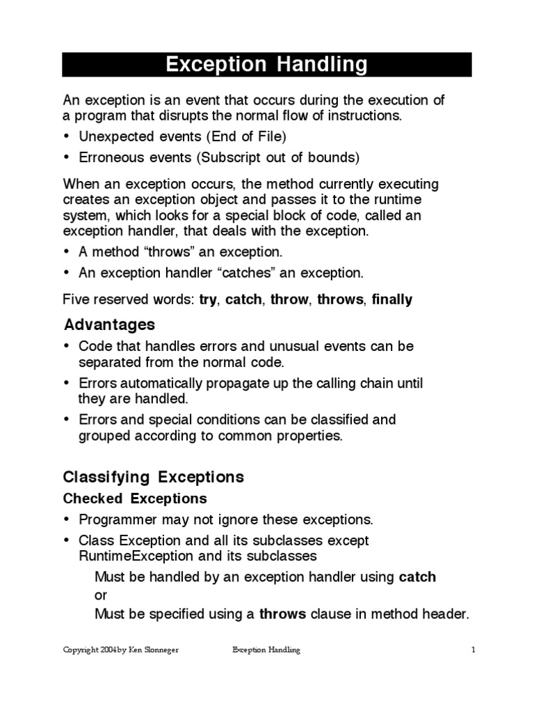 Exceptions Handling | PDF | Systems Engineering | Software Engineering