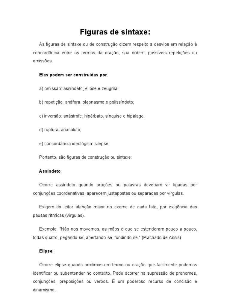Figuras de Sintaxe | PDF | Recursos poéticos | Mecânica da linguagem