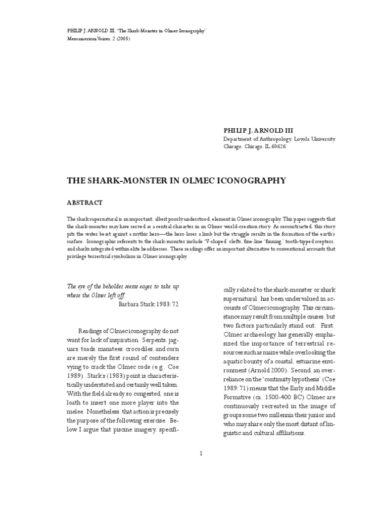 The Shark Monster in Olmec Iconography | PDF | Mesoamerica | Archaeology