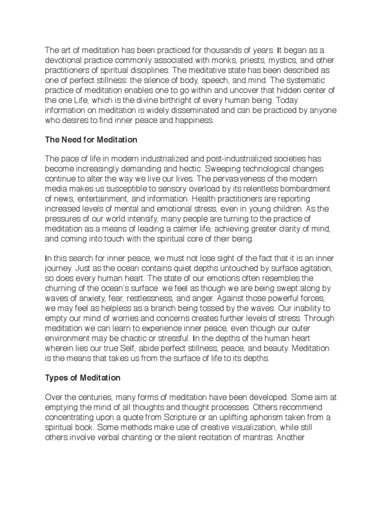 The Art of Meditation | Download Free PDF | Mantra | Meditation