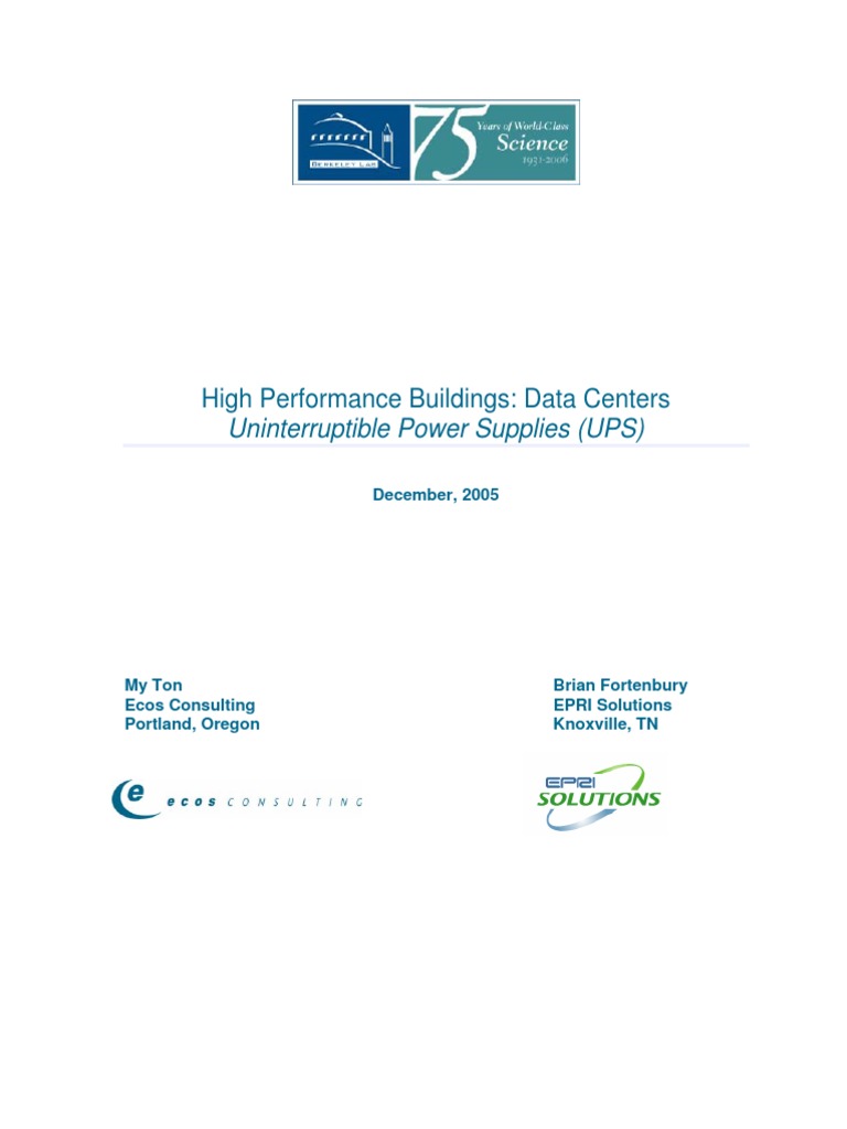 High Performance Buildings: Data Centers Uninterruptible Power Supplies ...