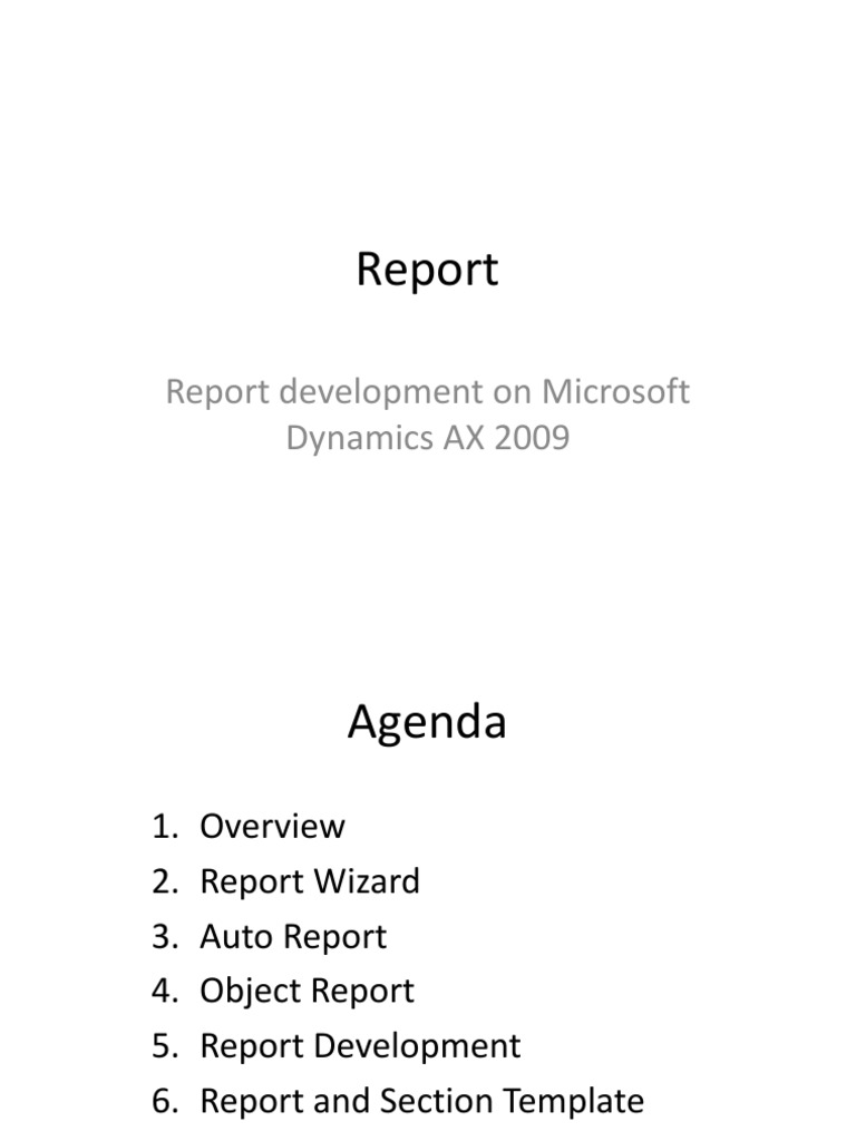 Microsoft Dynamics AX 2009 Report Guide | PDF | Page Layout | Menu ...