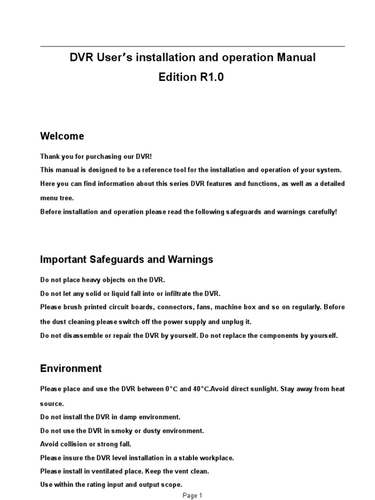 D Series DVR User's Installation and Operation Manual (R5.0) | PDF ...