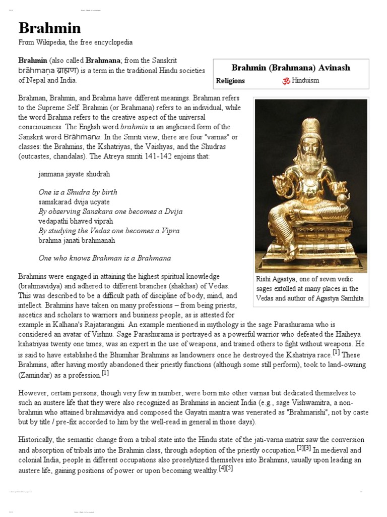 Brahmin - Wikipedia, The Free Encyclopedia | PDF | Vaishnavism | Vedas