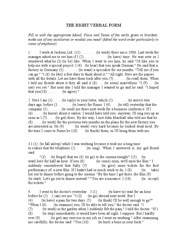 The Right Verbal Form | PDF | Nature